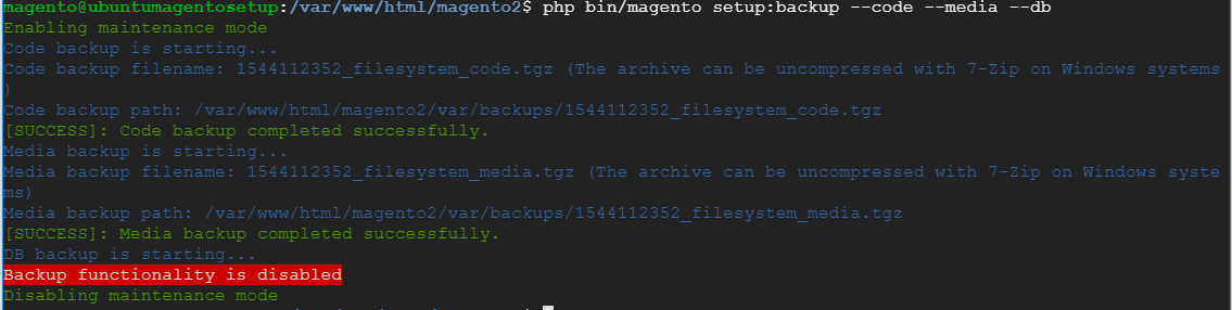 Solved: magento2.2.7 Db backup disabled - Magento Forums