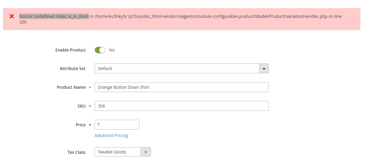 Getting Error Notice Undefined Index Isinstoc Magento Forums