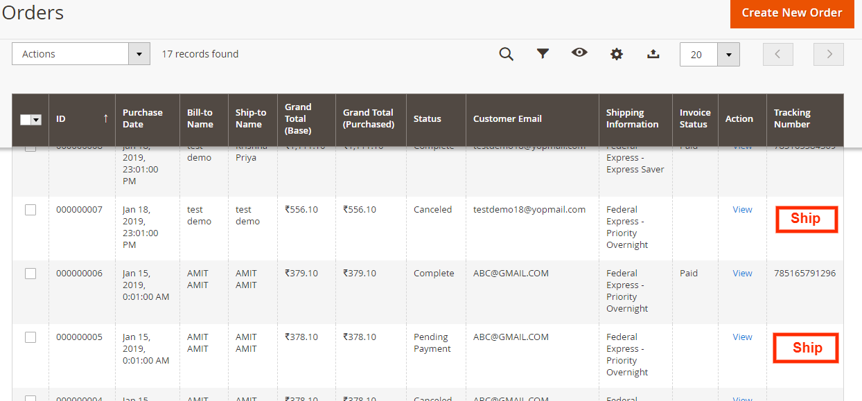 Show ship button in Sales order grid view - Magento Forums