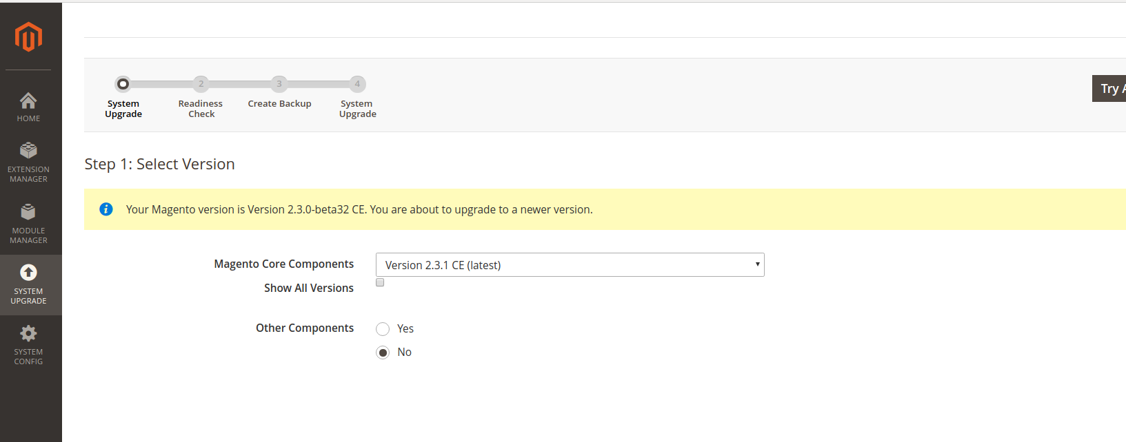 Solved: Should 2.3.1 CE be shwoing in Setup Wizard - Magento Forums