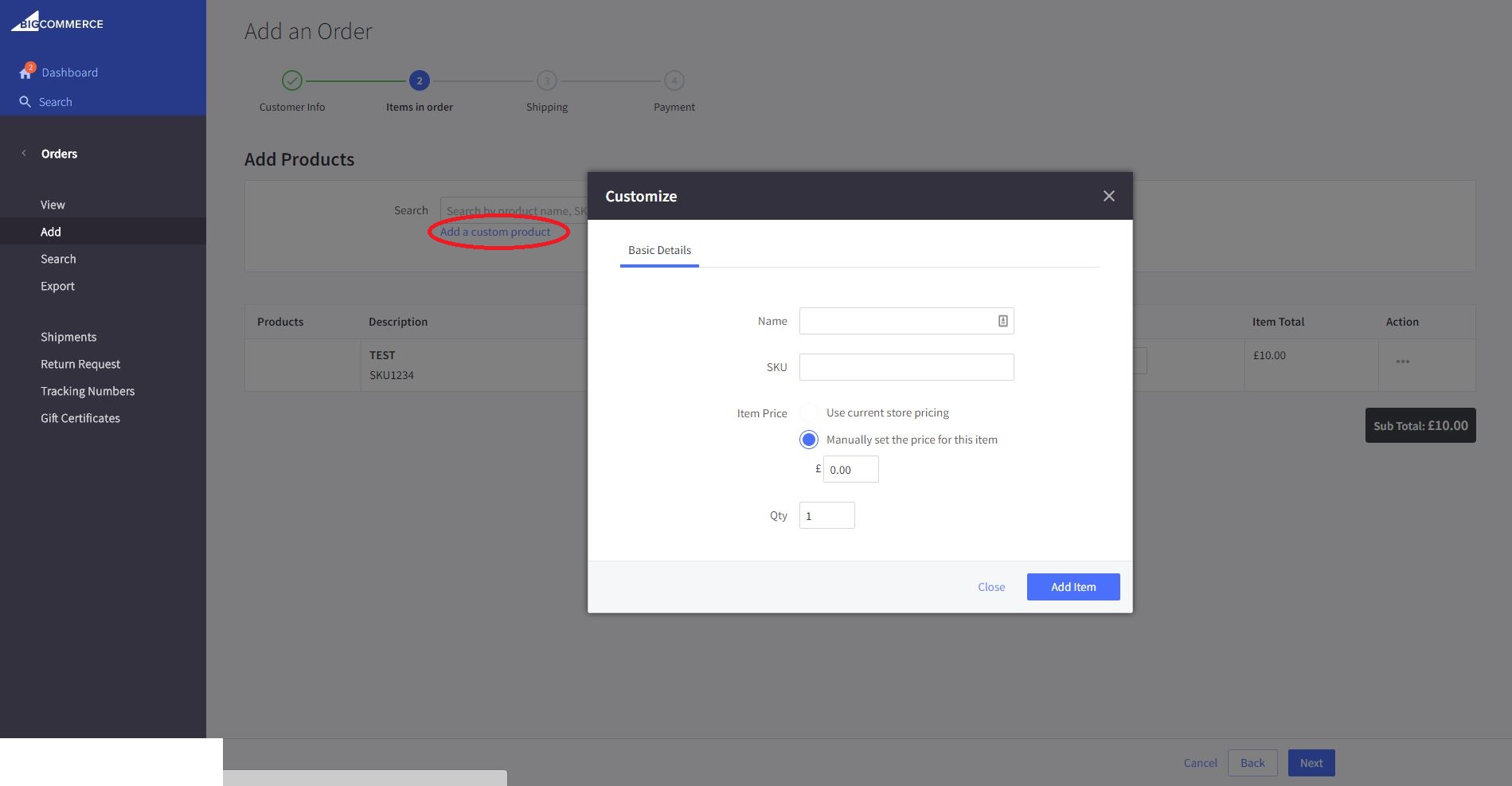 Custom Product in Admin 'Create Order' page - Magento Forums