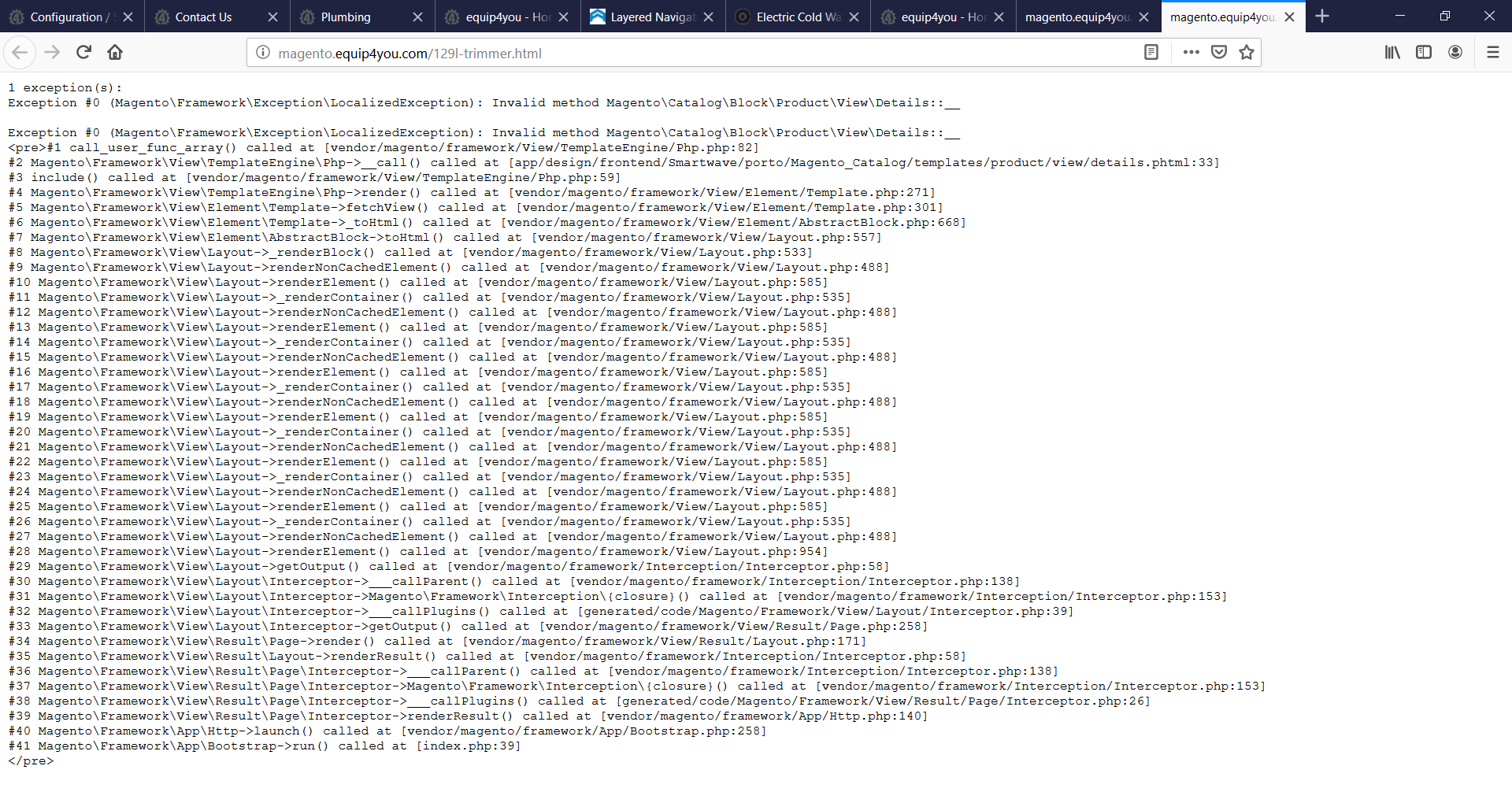 Product Page Invalid Method Error - Magento Forums