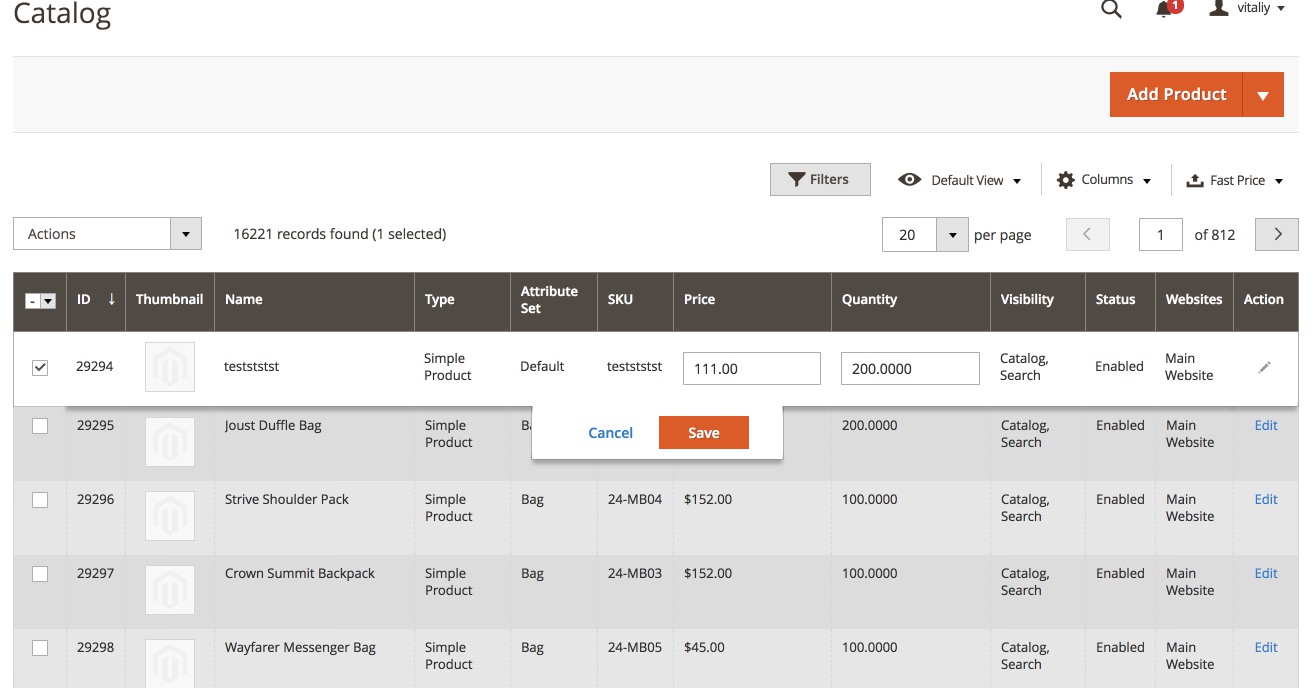 Solved: Product quick edit - Magento Forums