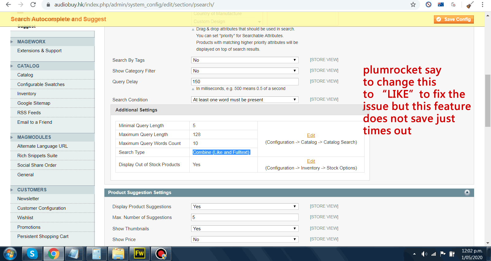 Solved: ADMIN > CATALOG > SEARCH TYPE > "LIKE" - Magento Forums