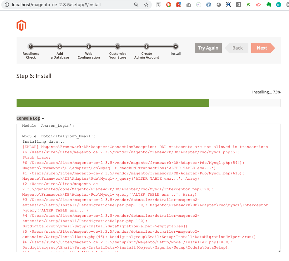 Magento ce 2.3.5 installation fails - DDL statemen... - Magento Forums