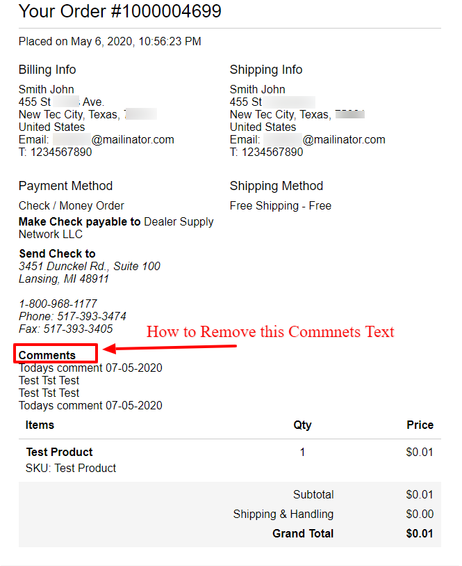How to remove COMMENT text from Emai from Order Co... - Magento Forums