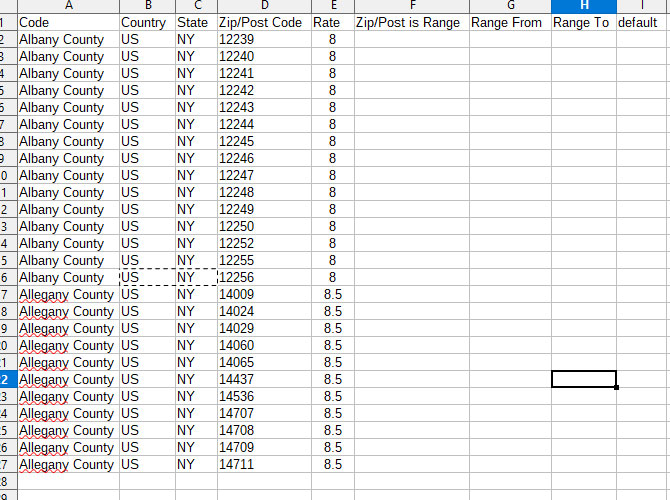 Help with formatting CSV for New York State Tax Ra... - Magento Forums