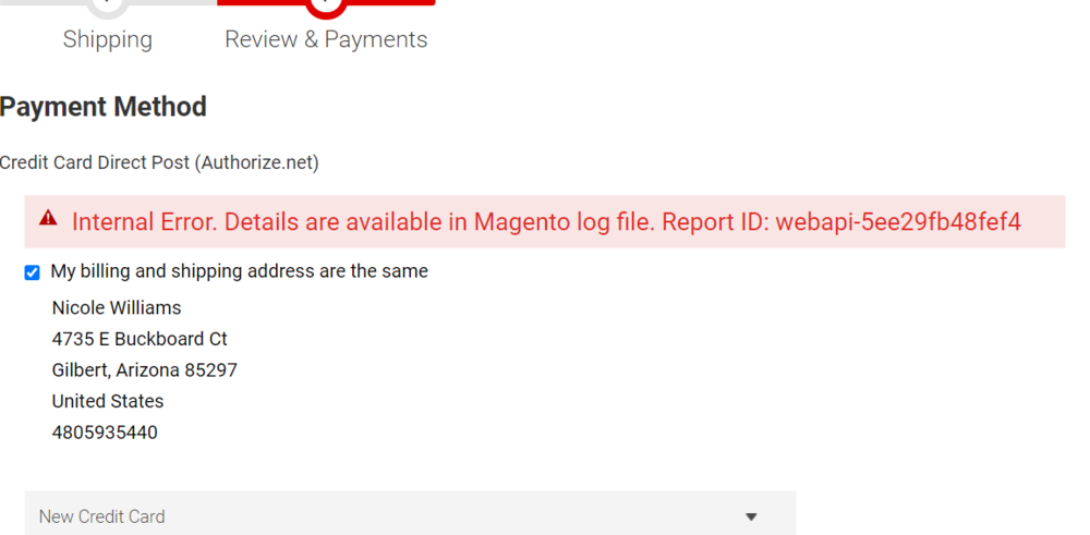 Internal Error. Details are available in Magento l... - Magento Forums