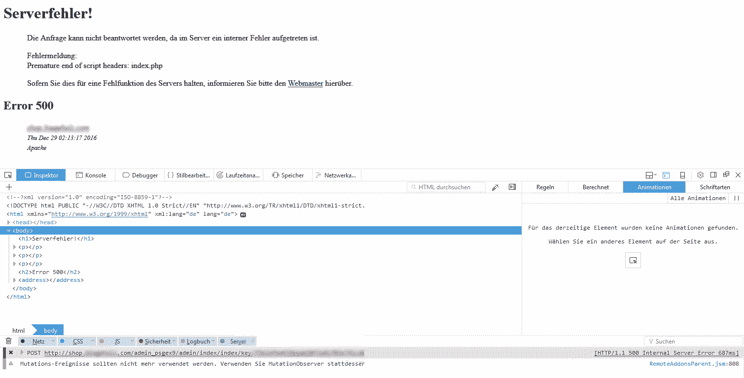 ERROR 500 - Premature end of script headers: inde... - Magento Forums