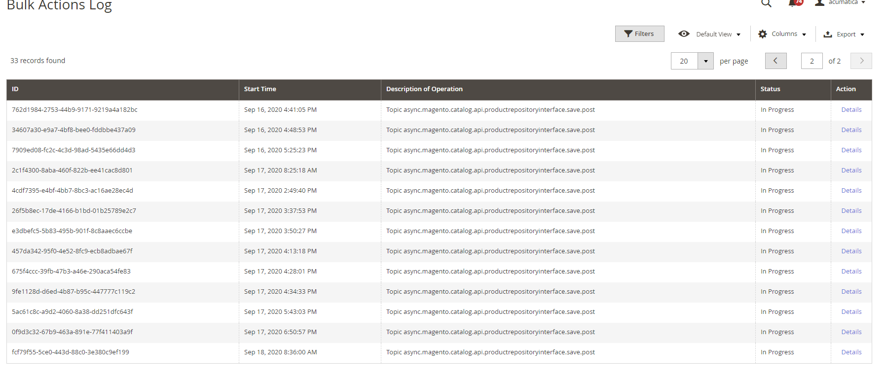 In The Bulk Actions Log Actions Not Work And Statu Magento Forums