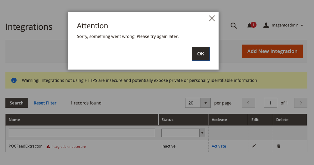 Magento CE 2.4.2 Integration "Something went wrong... - Magento Forums