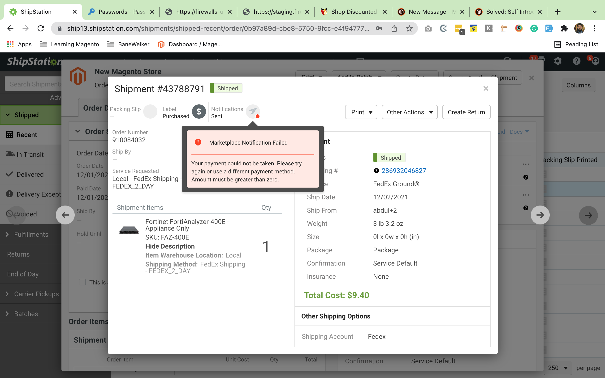 Marketplace Notification Failed Shipstation side E... - Magento Forums