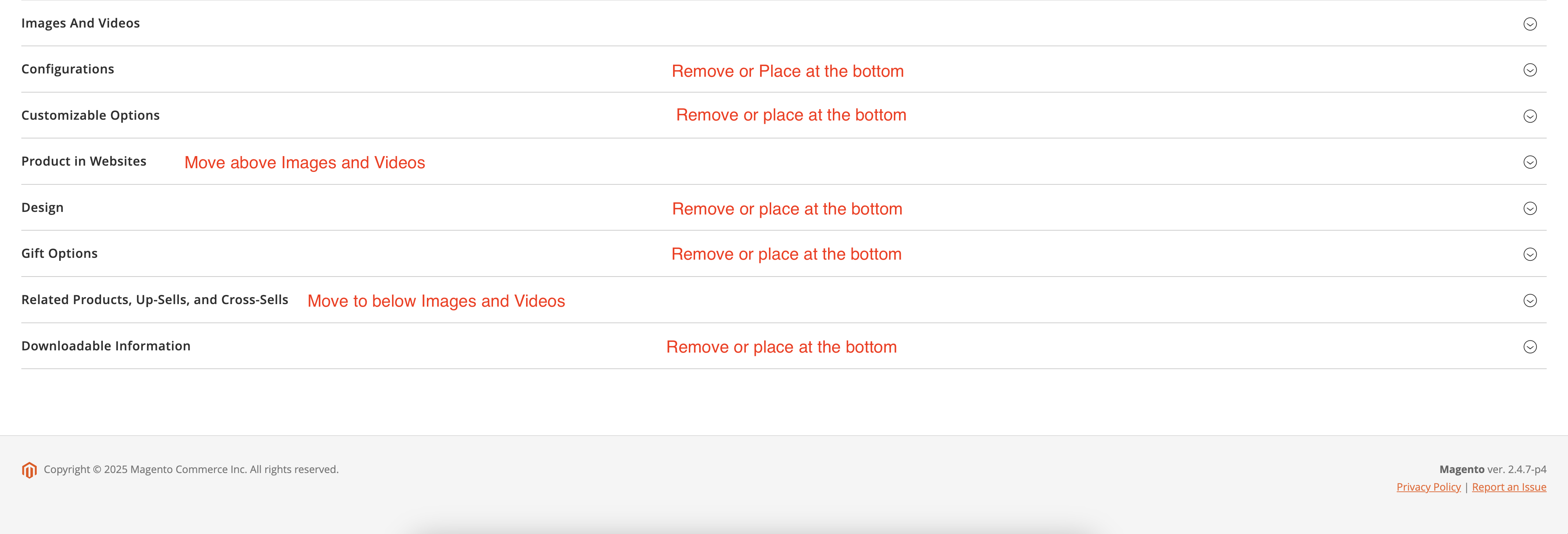 Reareange Add New Product layout Mgento 2.4.7-p3 -... - Magento Forums