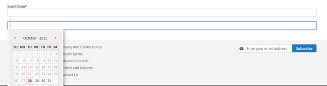 Cannot add min and max date range - Magento Forums