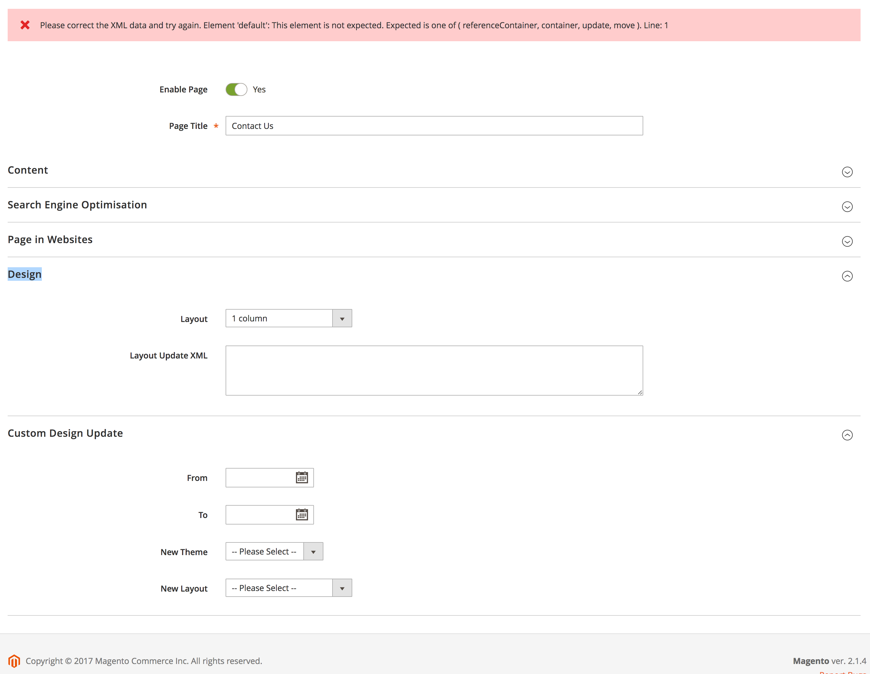 Solved Please Correct The Xml Data And Try Again Element Magento Forums 4974