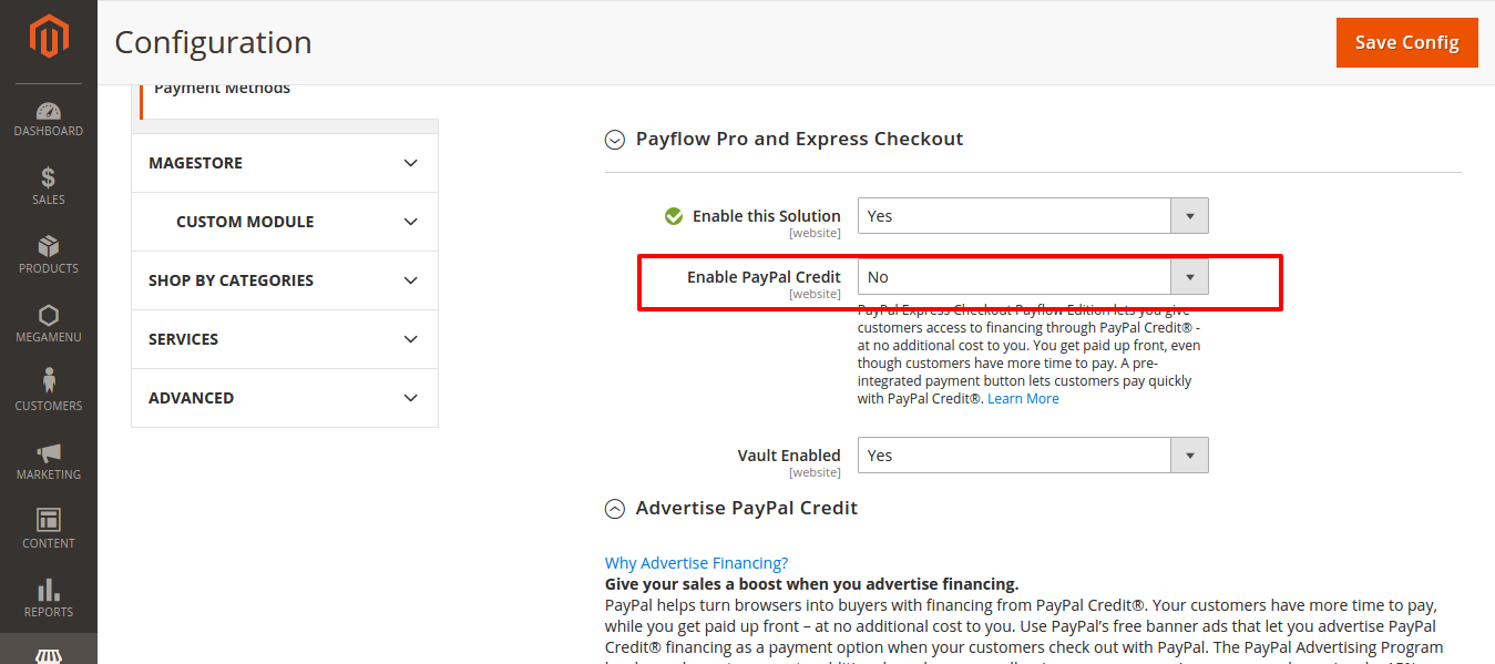 Disable paypal credit and payflow from magento 2 - Magento Forums