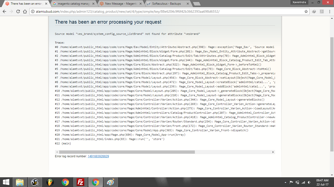 There has been an error processing your request on... - Magento Forums