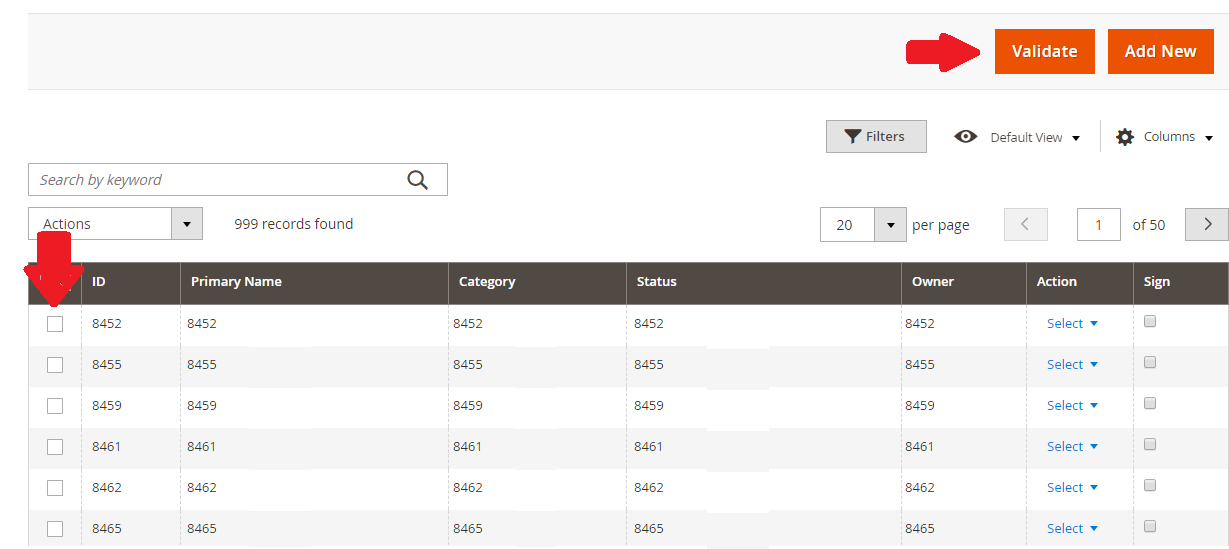 Validate mass actions check box column - Magento Forums