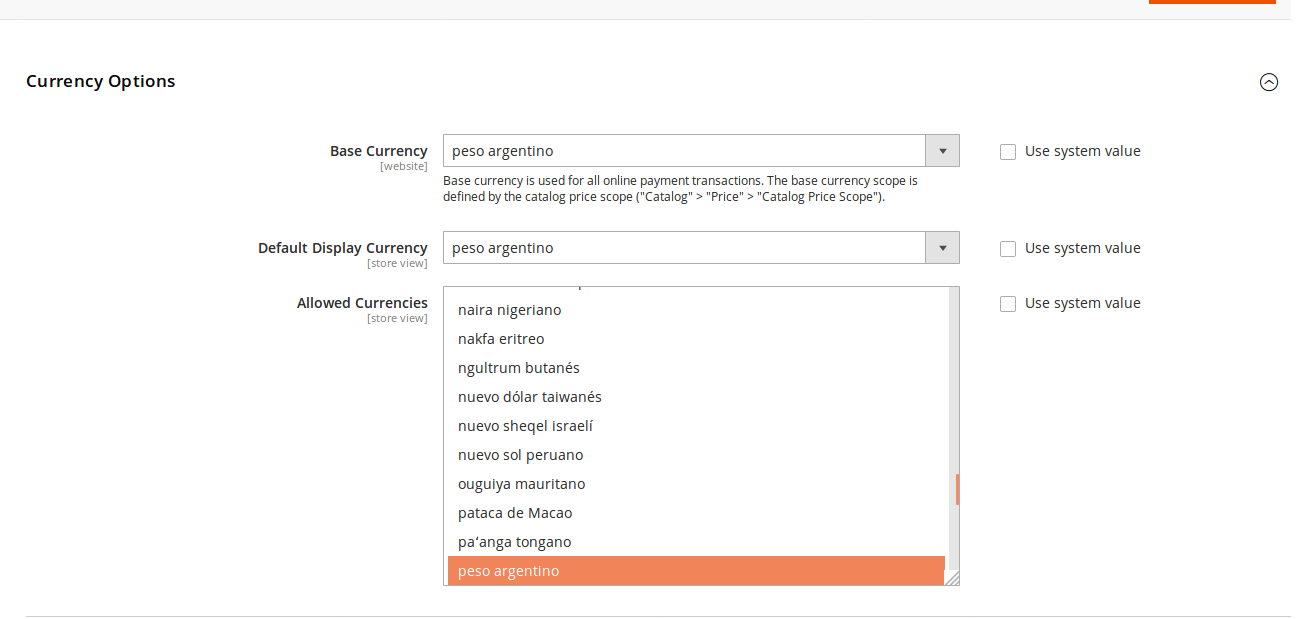Solved: agregar currency Euro en magento 2 - Magento Forums