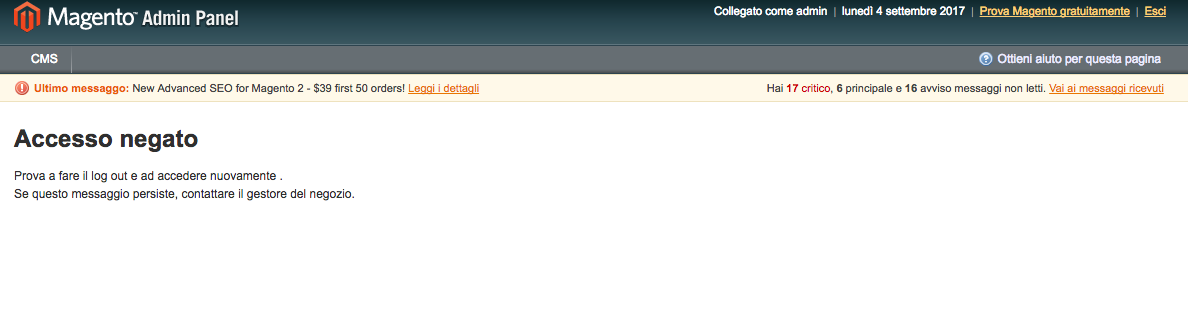 Accesso negato al pannello di controllo - Magento Forums