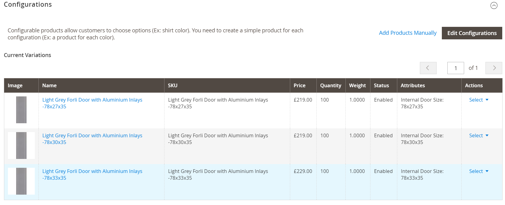 Current Variations Grid - Magento Forums