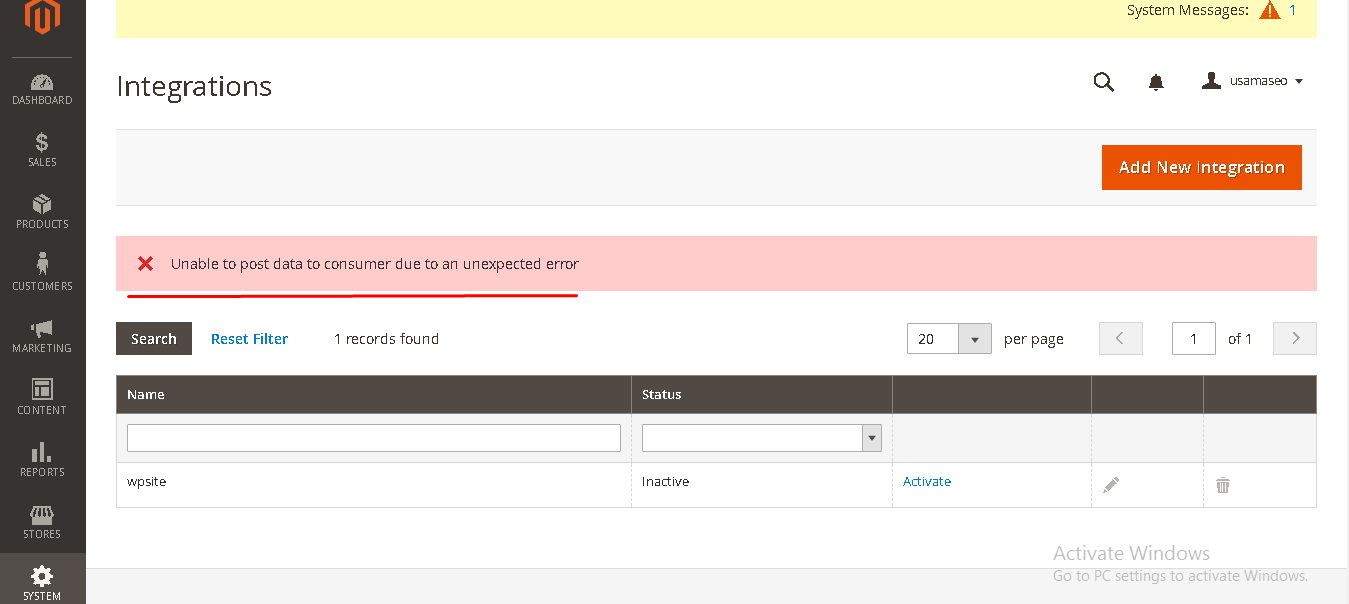 Unable To Post Data To Consumer Due To An Unexpect Magento Forums