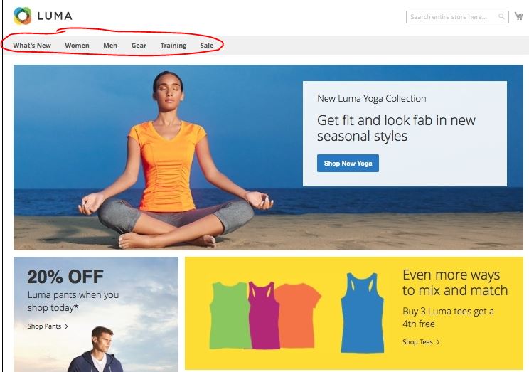 Location of the LUMA categories menu - Magento Forums