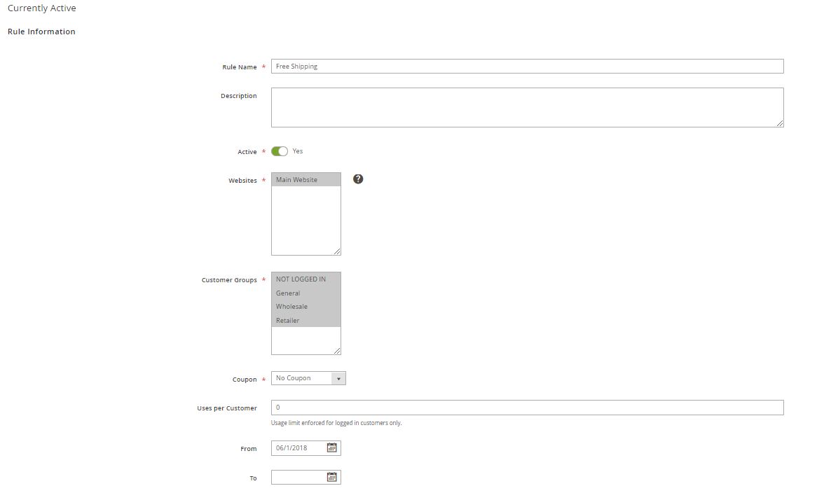 Magento 2.2.4 Shopping Cart Rule for Free Shipping... - Magento Forums