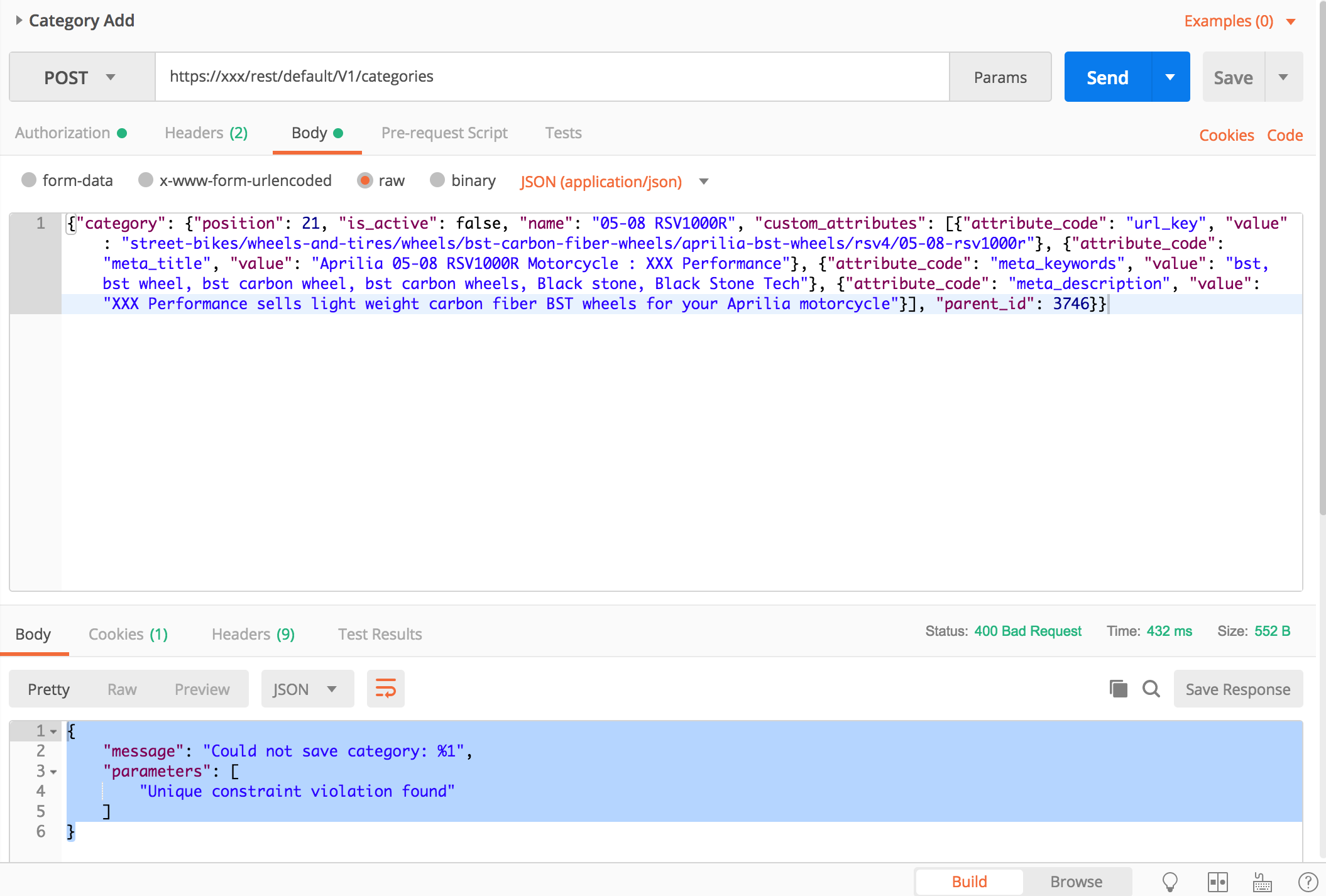 Unique constraint violation when adding category v... - Magento Forums