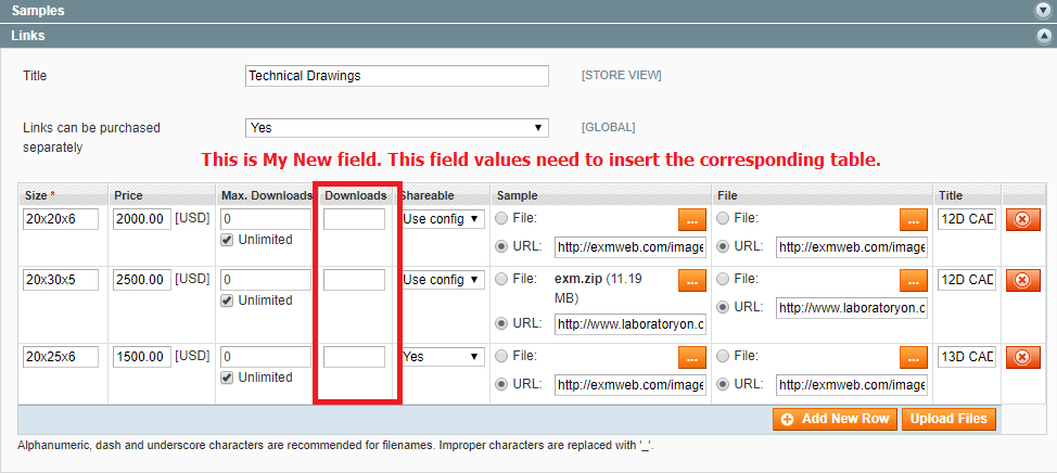 Magento 1.9 - How to add new fields in Downloadabl... - Magento Forums