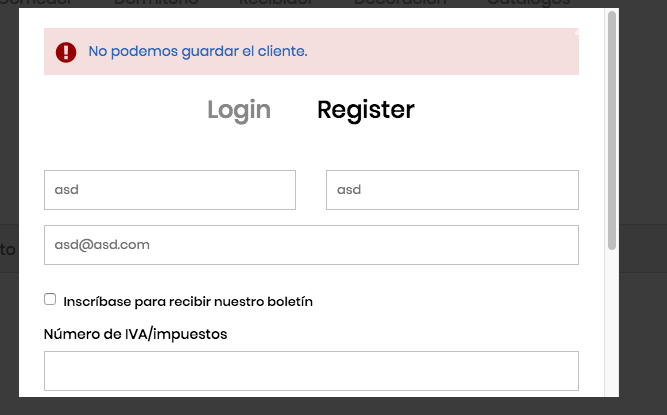No podemos guardar el cliente. - Error al crear el... - Magento Forums