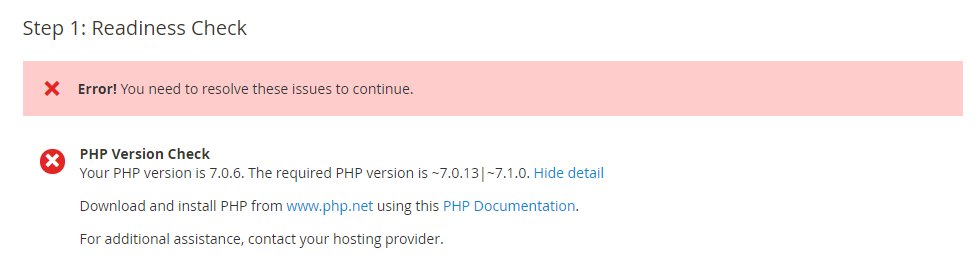 Your PHP version is 7.0.6. The required PHP versio... - Magento Forums